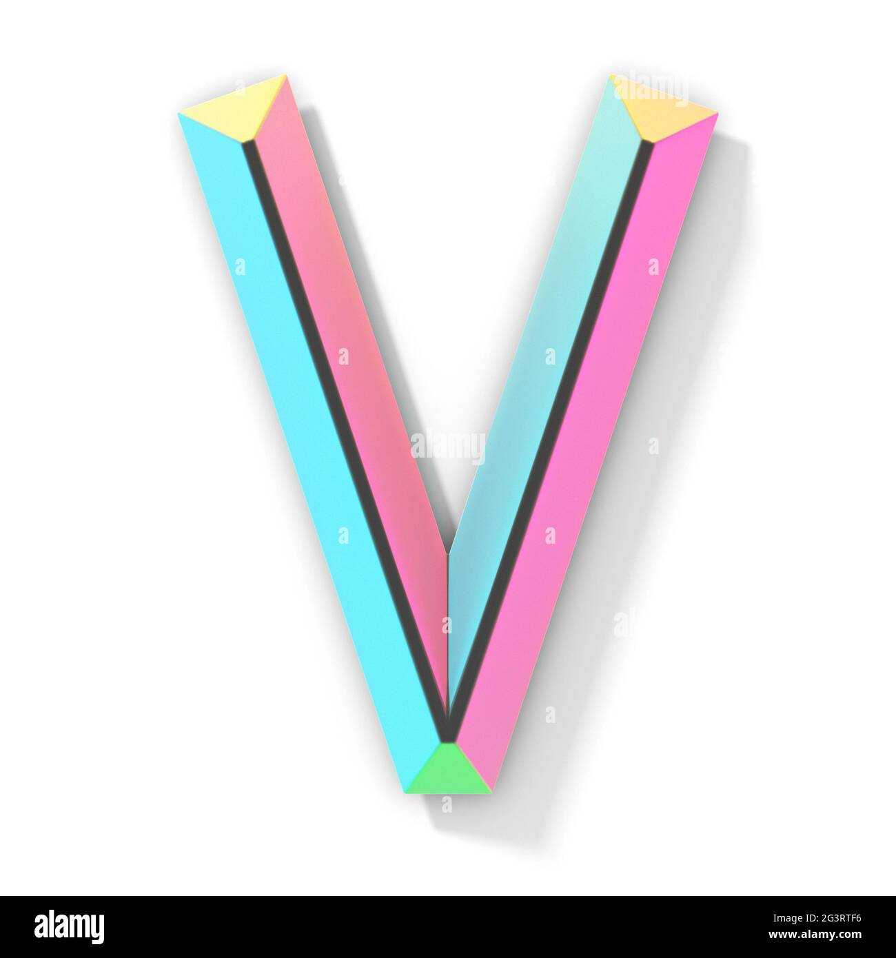 Neon color bright font Letter V 3D Stock Photo - Alamy