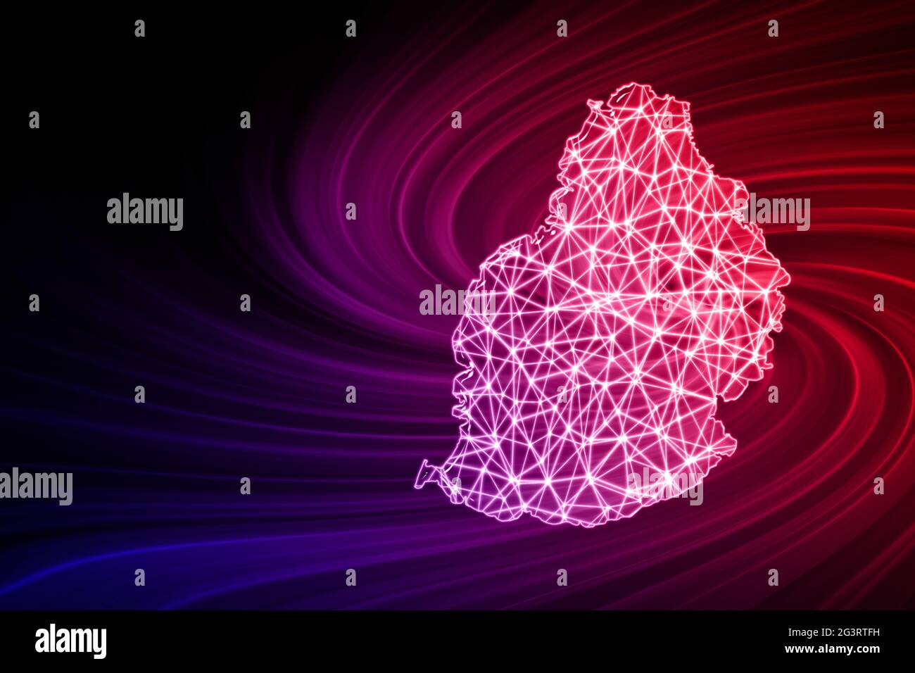 Map of Mauritius, Polygonal mesh line map, modern map Stock Photo - Alamy
