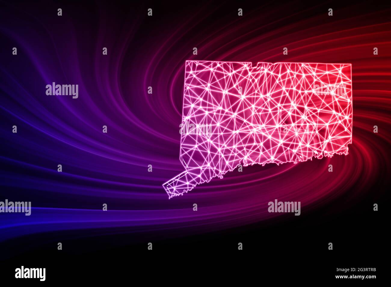 Map of Connecticut, Polygonal mesh line map, modern map Stock Photo - Alamy