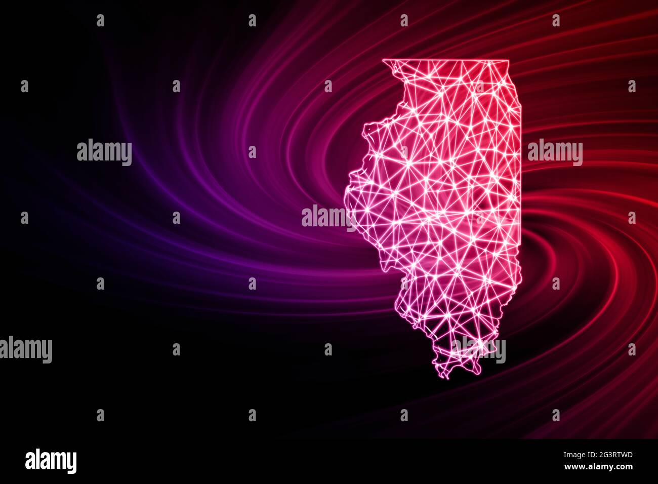 Map of Illinois, Polygonal mesh line map, modern map Stock Photo - Alamy