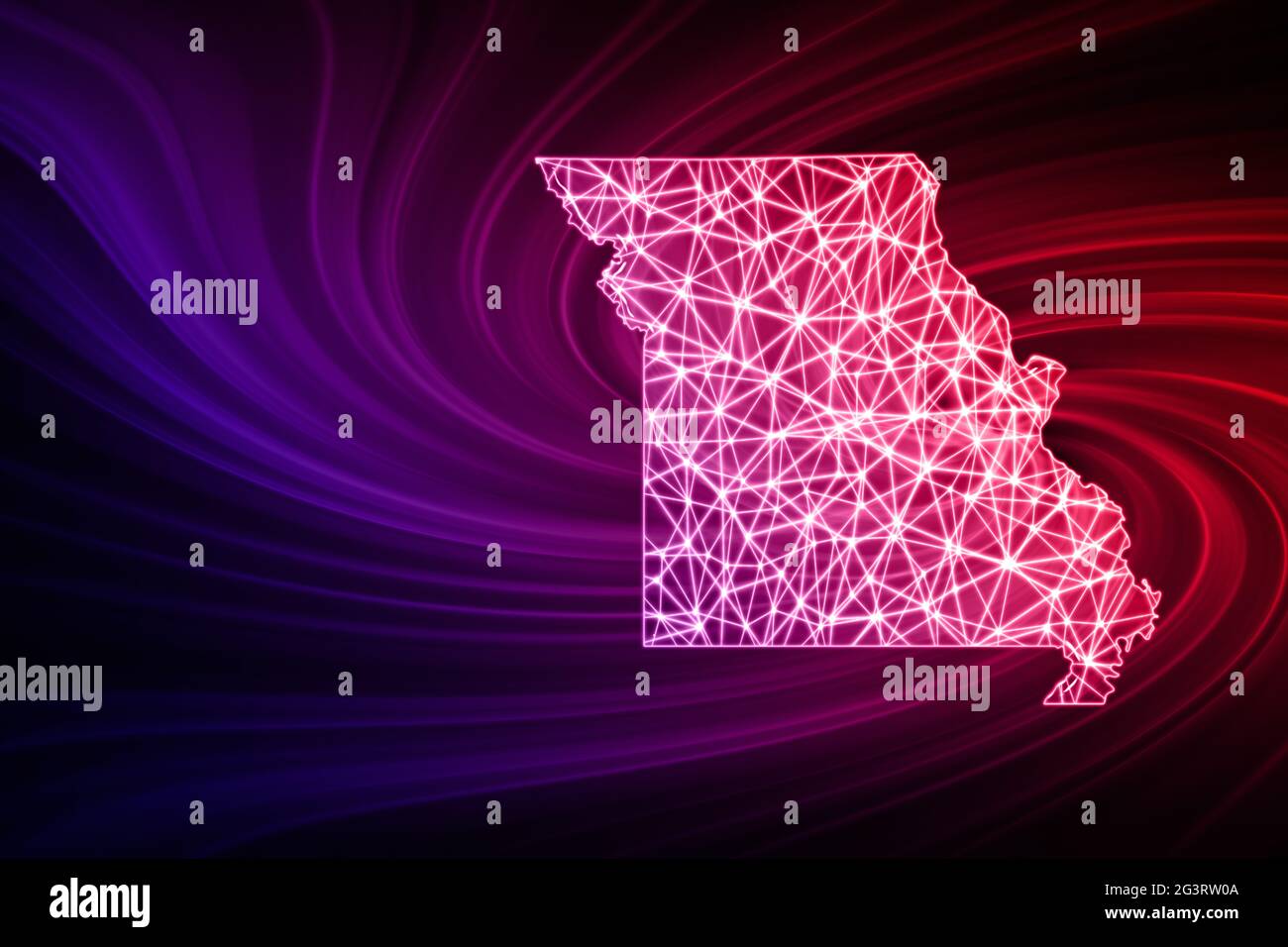 Map of Missouri, Polygonal mesh line map, modern map Stock Photo - Alamy