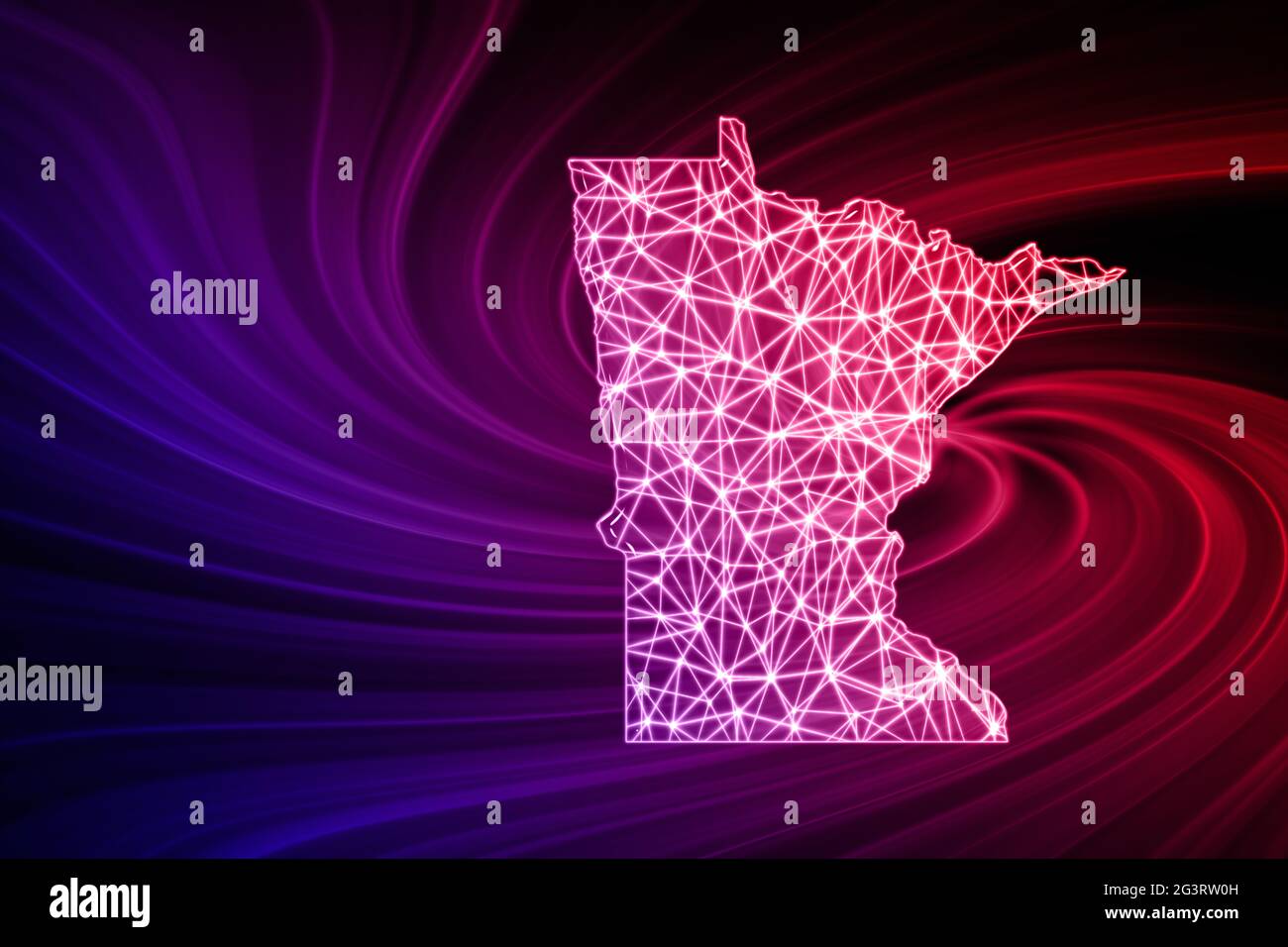 Map of Minnesota, Polygonal mesh line map, modern map Stock Photo - Alamy