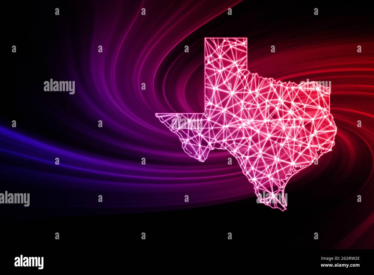 Map of Texas, Polygonal mesh line map, modern map Stock Photo - Alamy