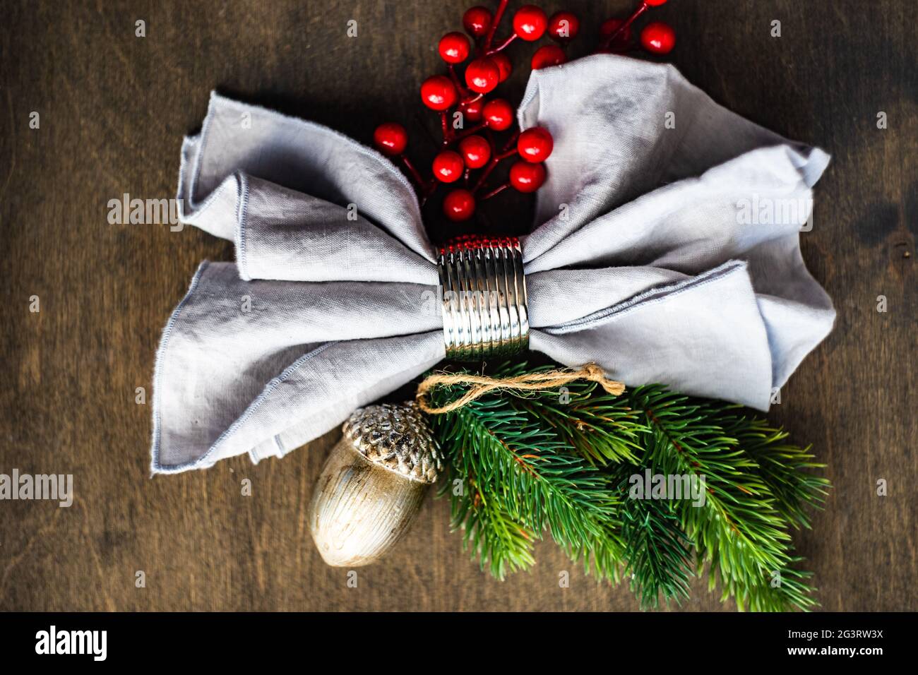 Festive table setting for Christmas Stock Photo - Alamy