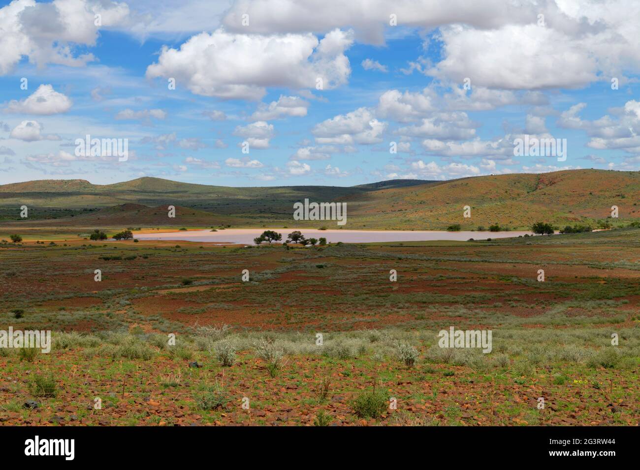 Farmland near road C14 south of Maltahöhe: a water-filled dam, rainy ...