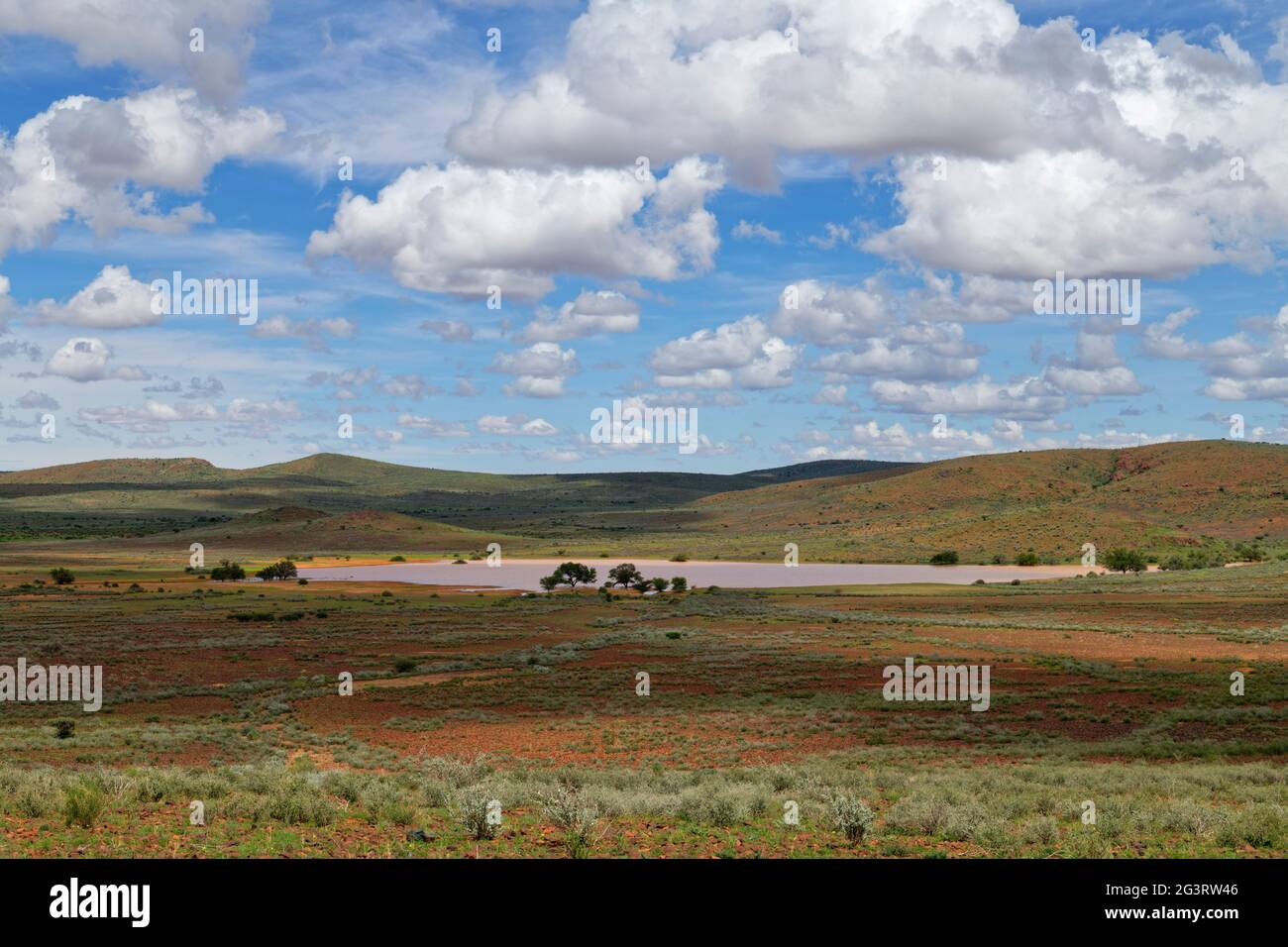 Farmland near road C14 south of Maltahöhe: a water-filled dam, rainy ...