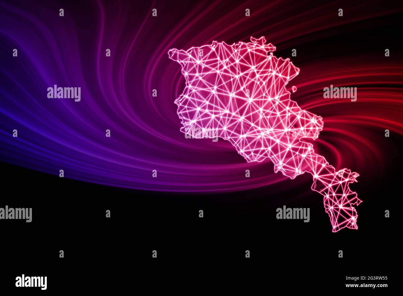 Map of Armenia, Polygonal mesh line map, modern map Stock Photo - Alamy