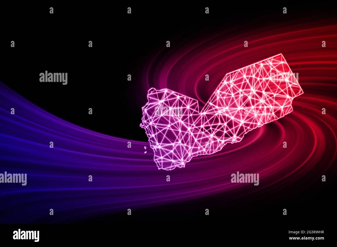 Map of Yemen, Polygonal mesh line map, modern map Stock Photo - Alamy