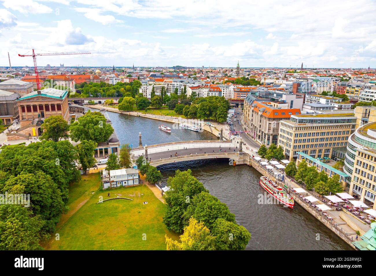 Skyline aerial view of Spree River and Museum island in Berlin city ...