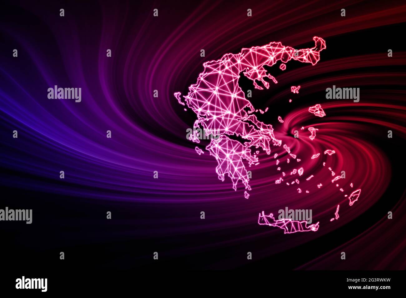 Map of Greece, Polygonal mesh line map, modern map Stock Photo - Alamy
