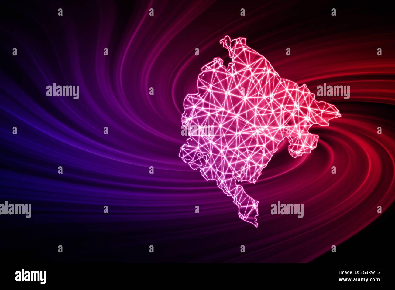 Map of Montenegro, Polygonal mesh line map, modern map Stock Photo - Alamy