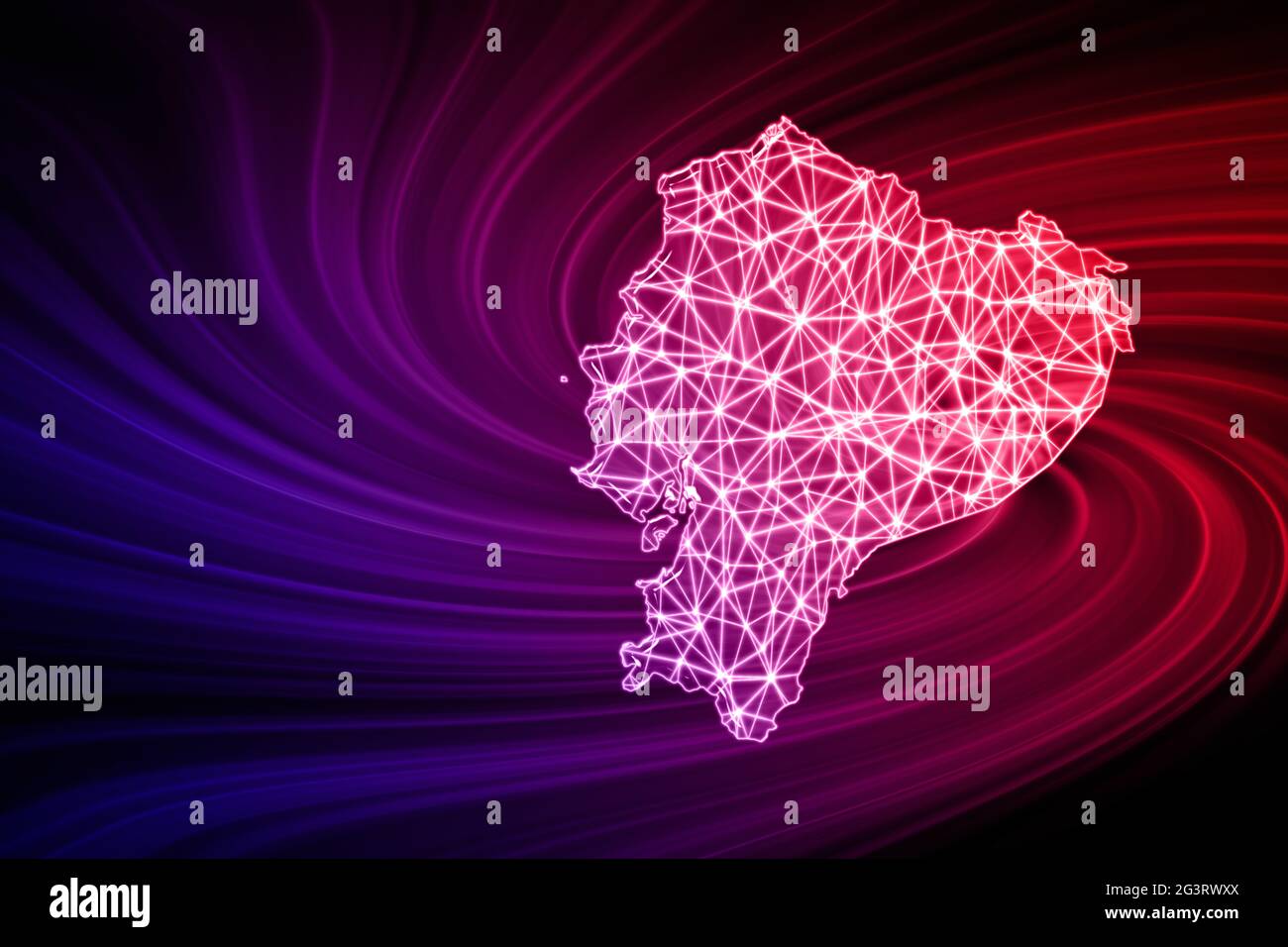 Map of Ecuador, Polygonal mesh line map, modern map Stock Photo - Alamy