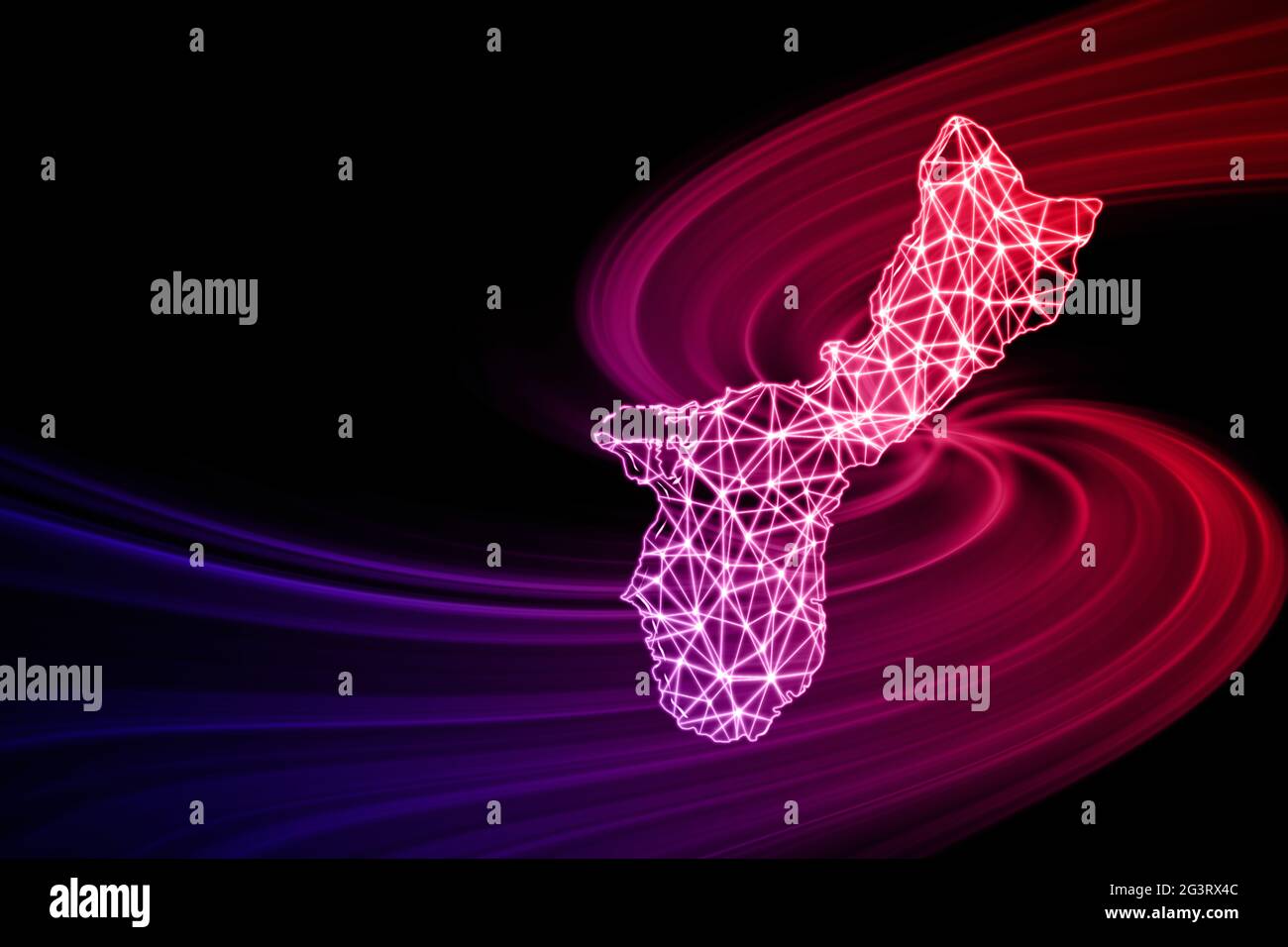 Map of Guam, Polygonal mesh line map, modern map Stock Photo - Alamy