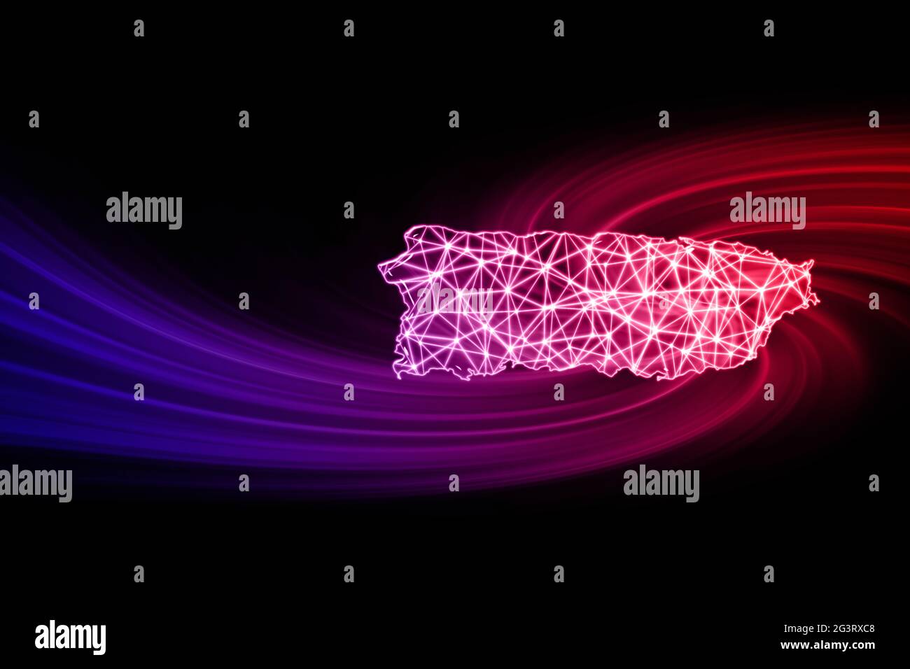 Map of Puerto Rico, Polygonal mesh line map, modern map Stock Photo - Alamy
