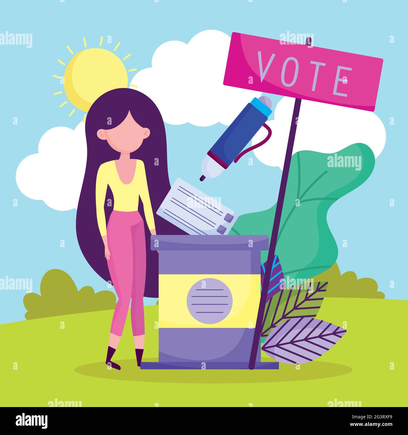 woman in vote station Stock Vector Image & Art - Alamy