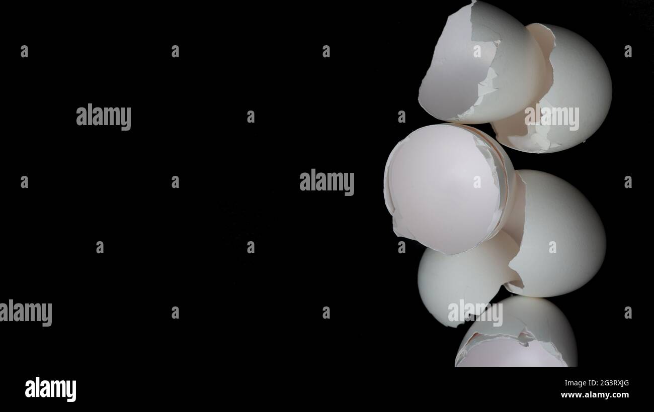 white eggshell on black background Stock Photo - Alamy