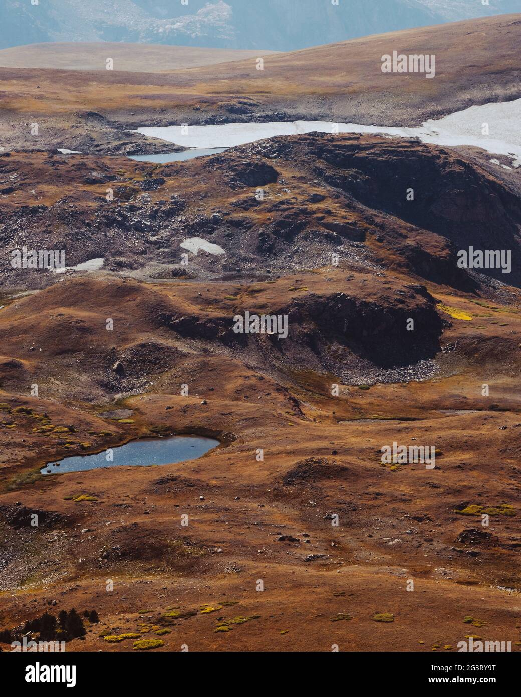 landscape of alpine lakes in high desert with snow Stock Photo - Alamy
