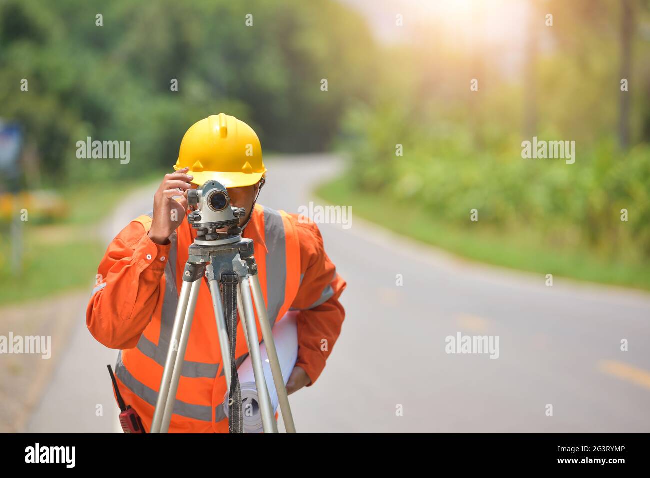survey engineer in construction site Stock Photo - Alamy