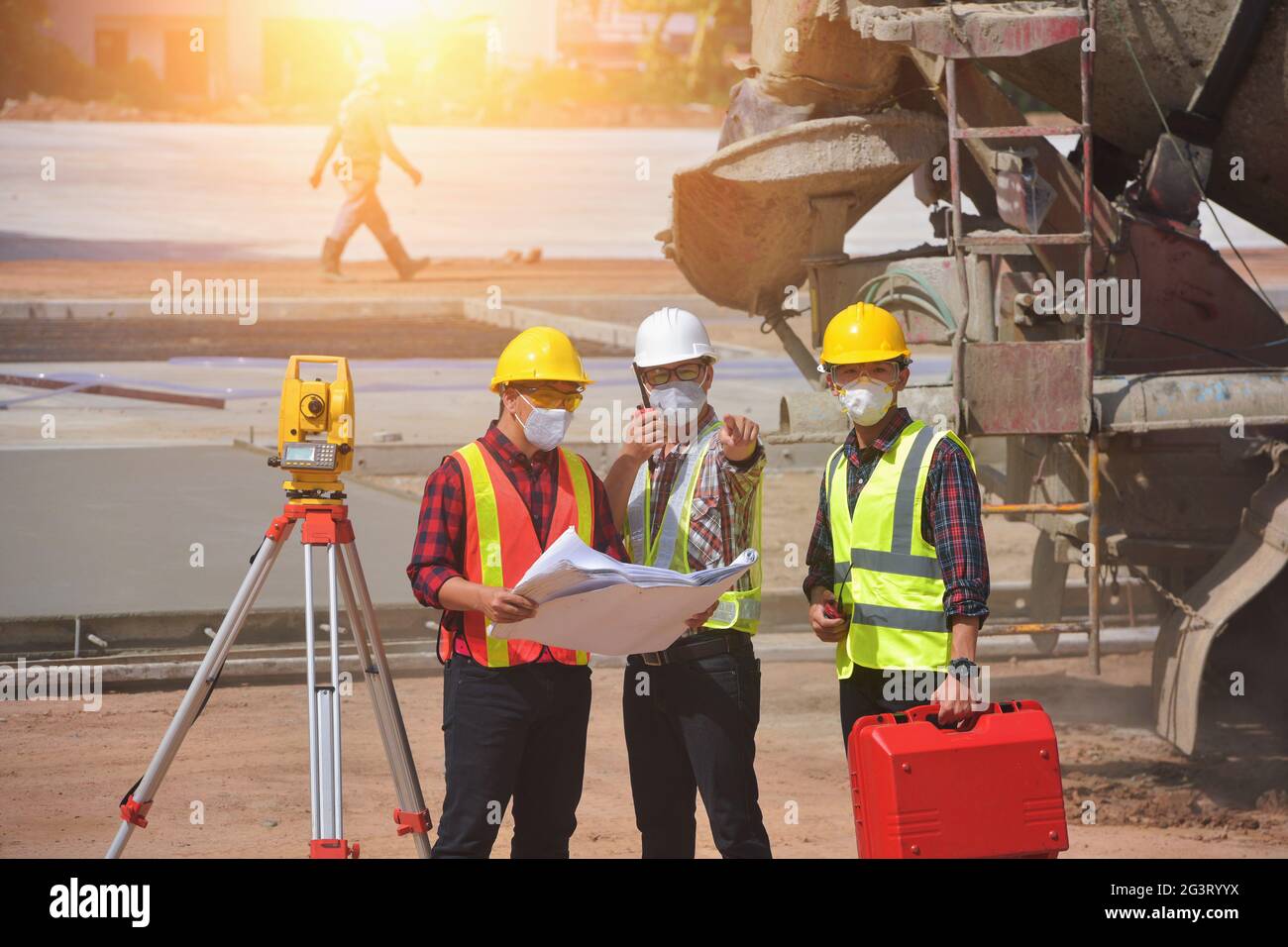 survey engineer in construction site Stock Photo - Alamy