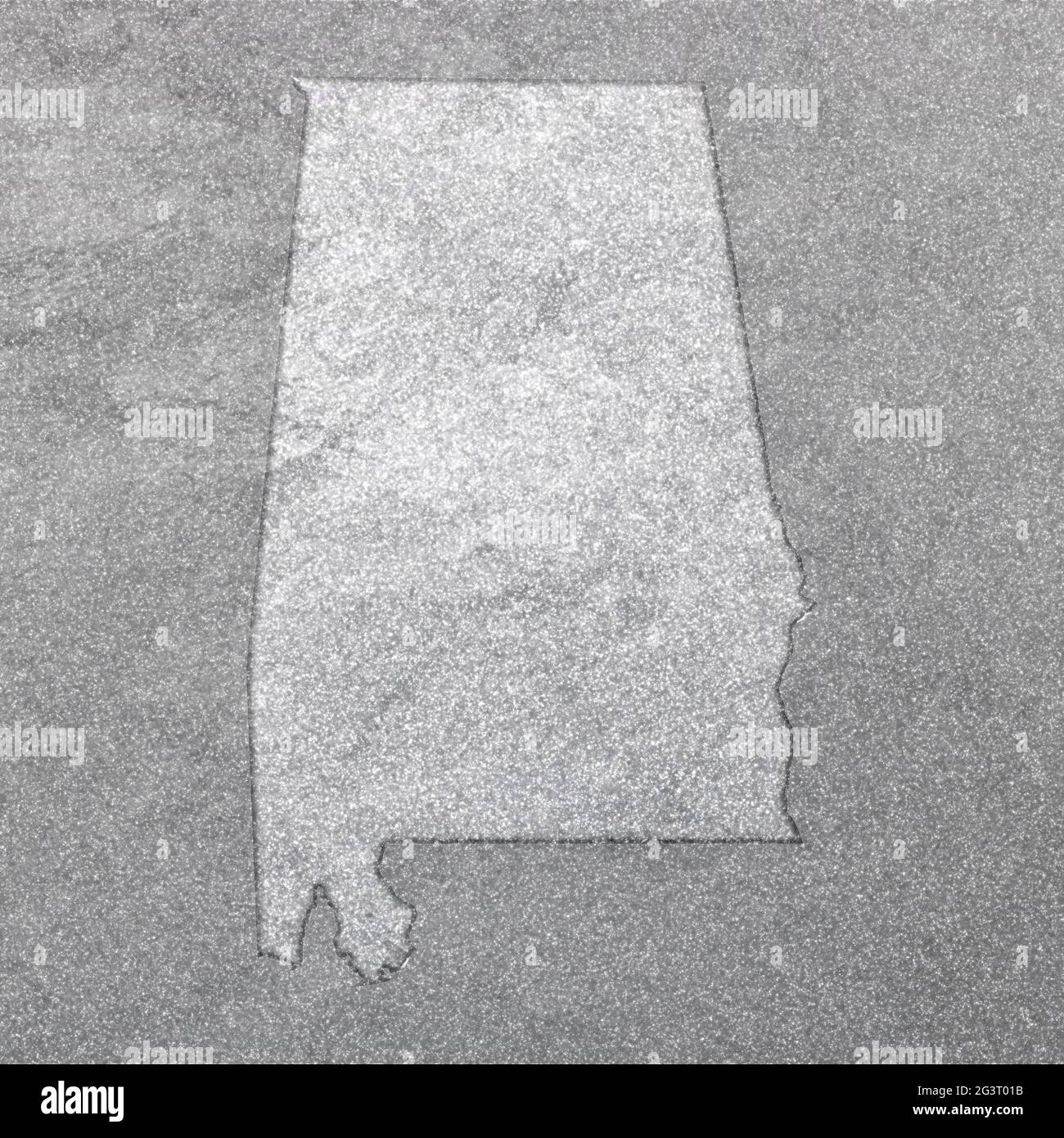 Map of Alabama, silver background, map background Stock Photo - Alamy