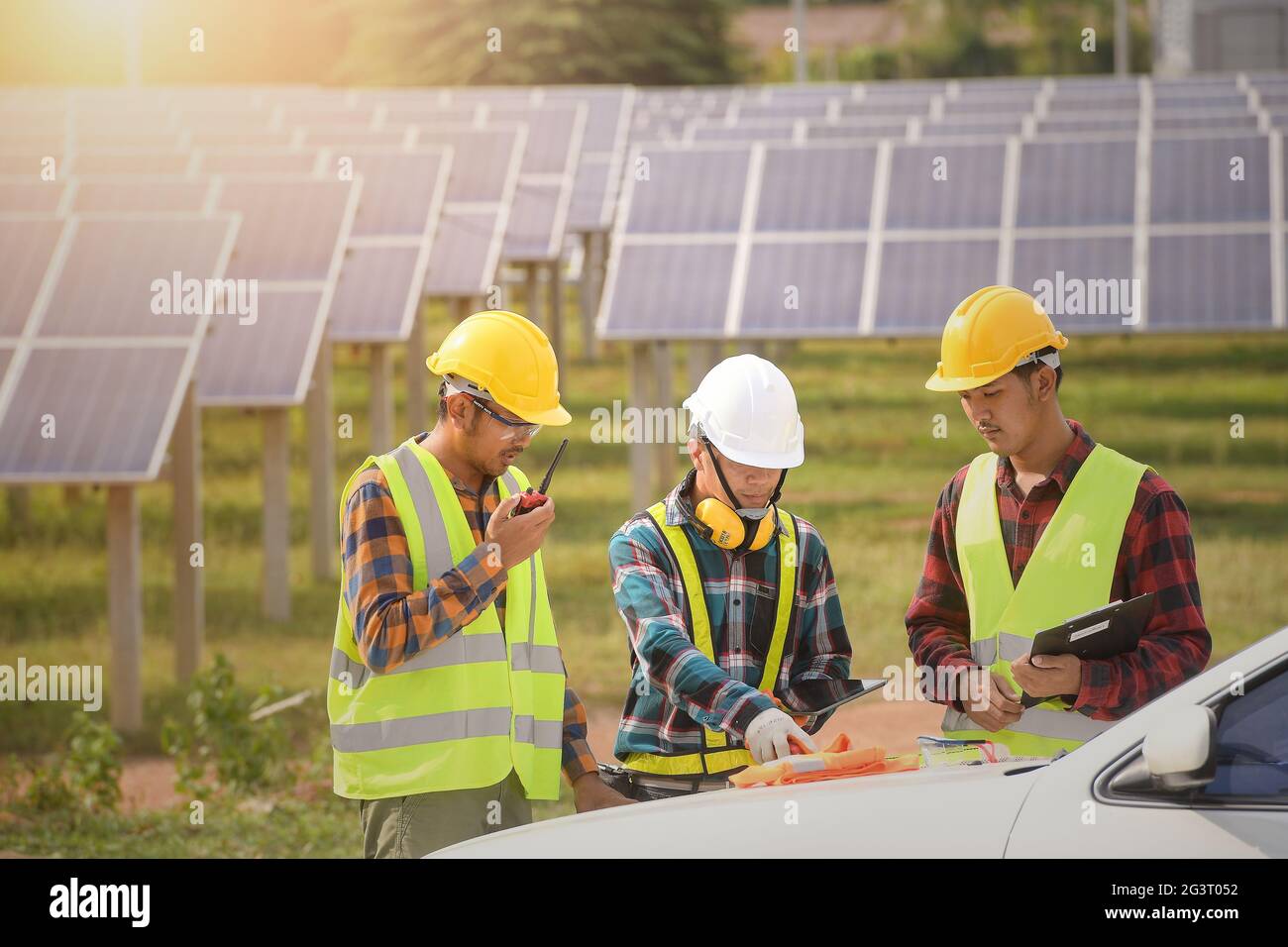 Work on solar power plant hi-res stock photography and images - Alamy