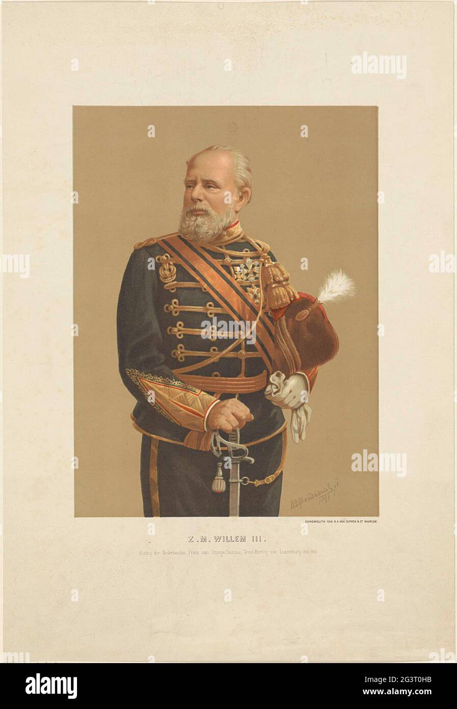 Portrait of Willem III, King of the Netherlands. Portrait of Willem III ...