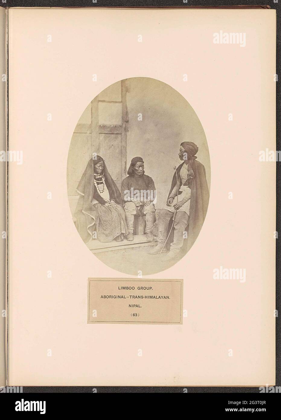 Three sitting limbu people from Nepal; Limboo Group. Aboriginal - Trans ...
