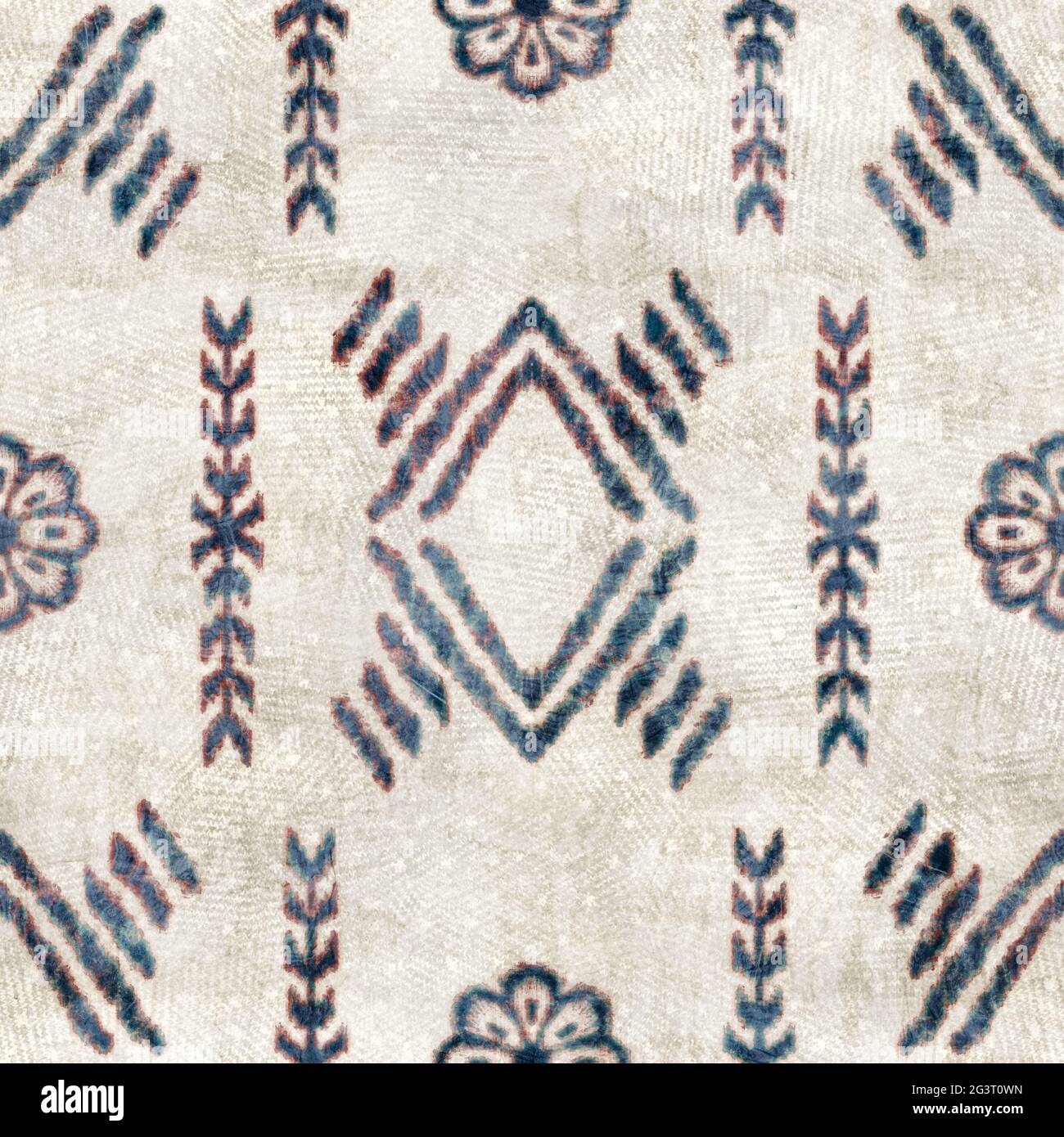 Seamless grungy tribal ethnic rug motif pattern Stock Photo - Alamy