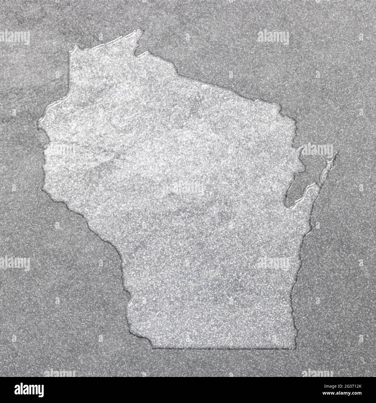 Map of Wisconsin, silver background, map background Stock Photo - Alamy