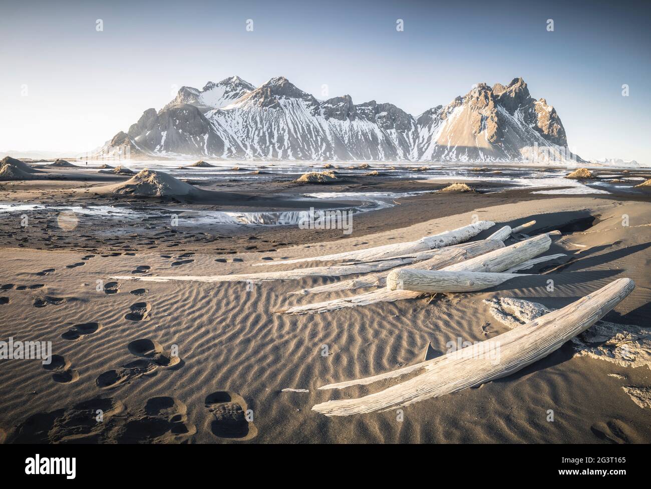 famous Stokkness mountains snowed from aerial view Stock Photo - Alamy