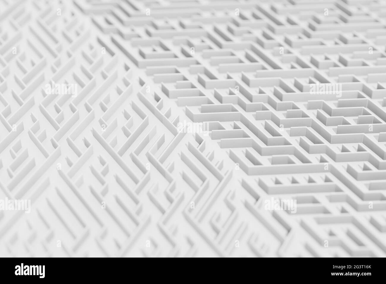 White diagonal maze pattern. Simple, minimalistic abstract 3D rendering ...