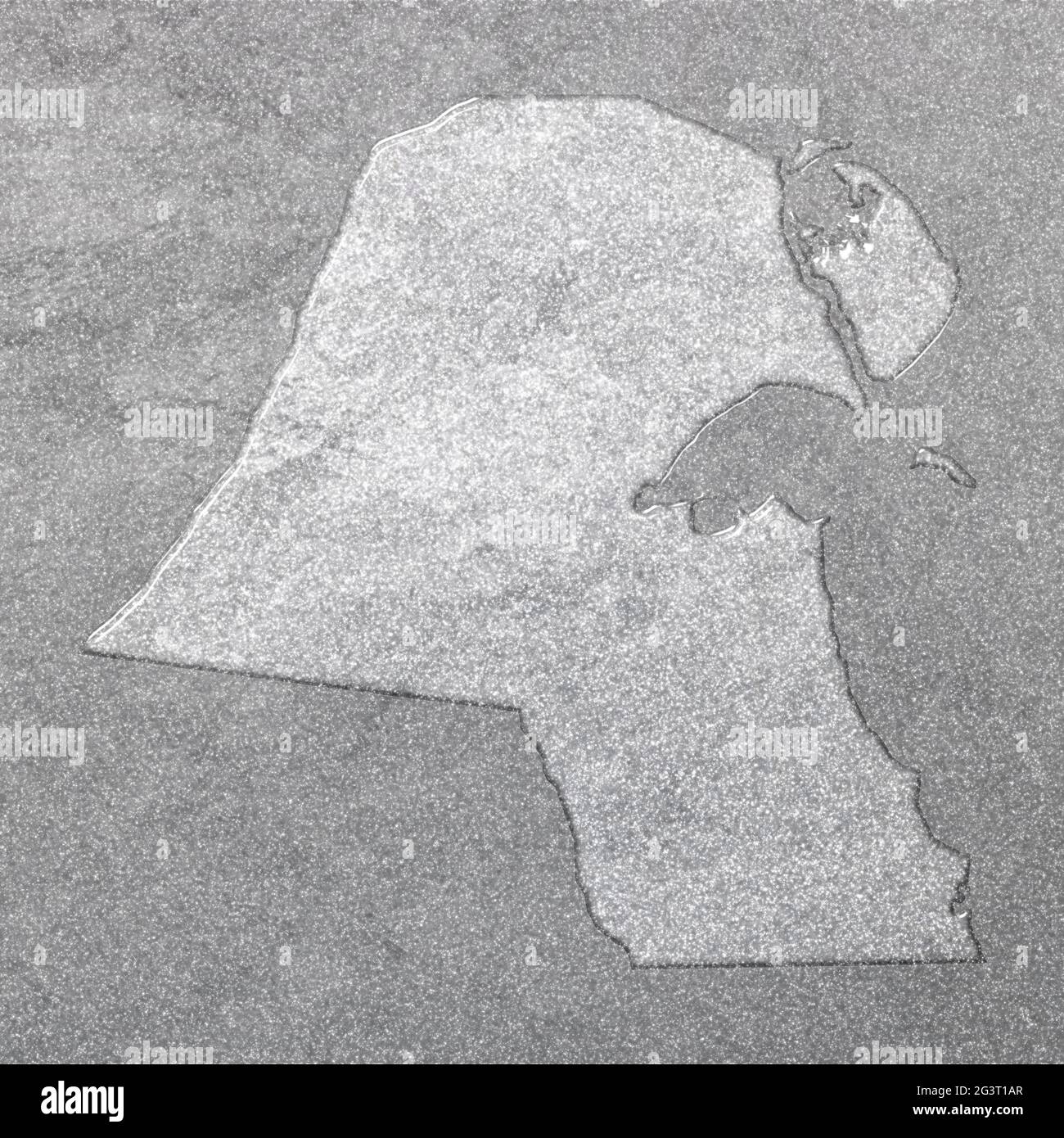 Map of Kuwait, silver background, map background Stock Photo - Alamy