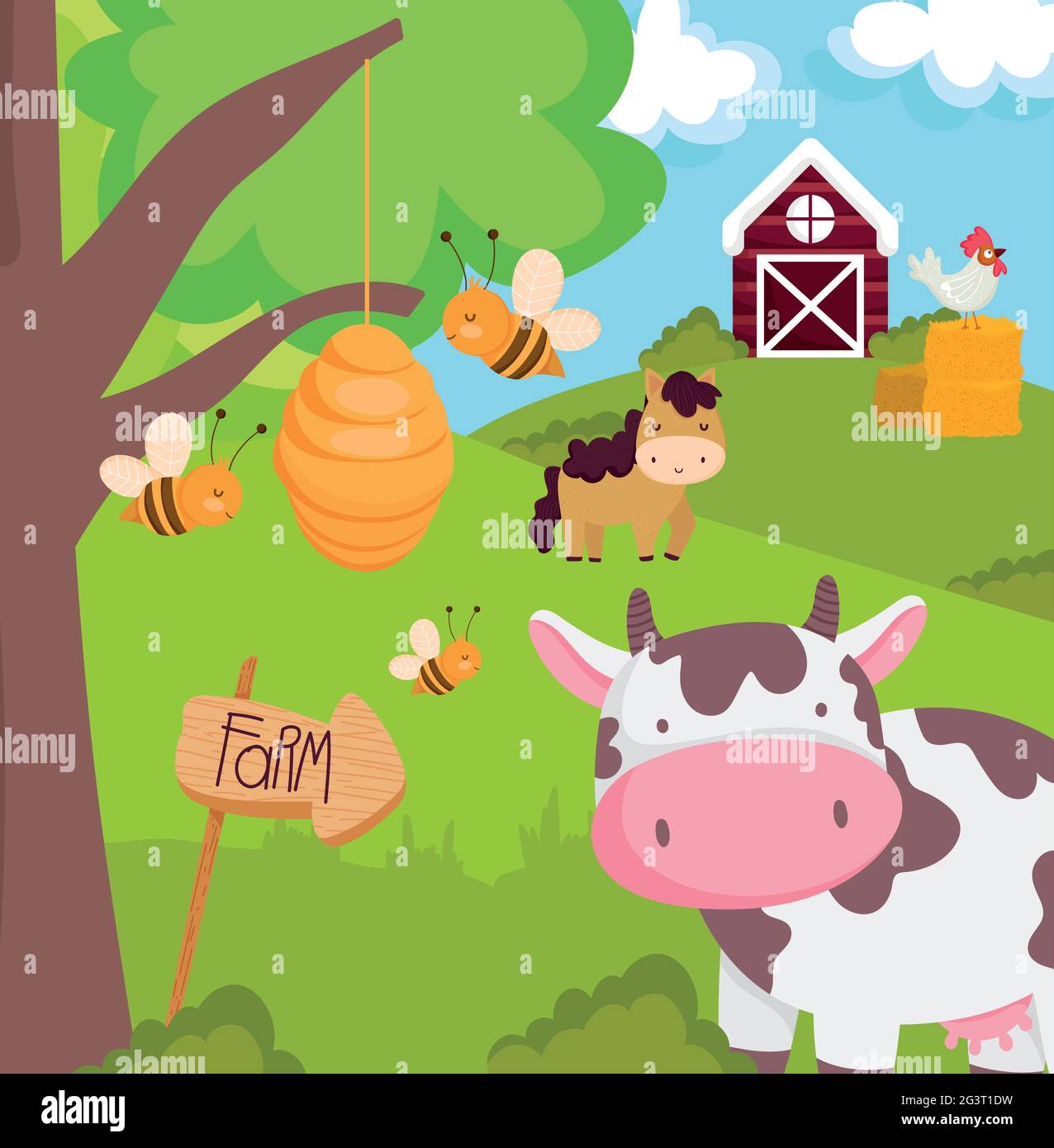 farm animals landscape Stock Vector Image & Art - Alamy