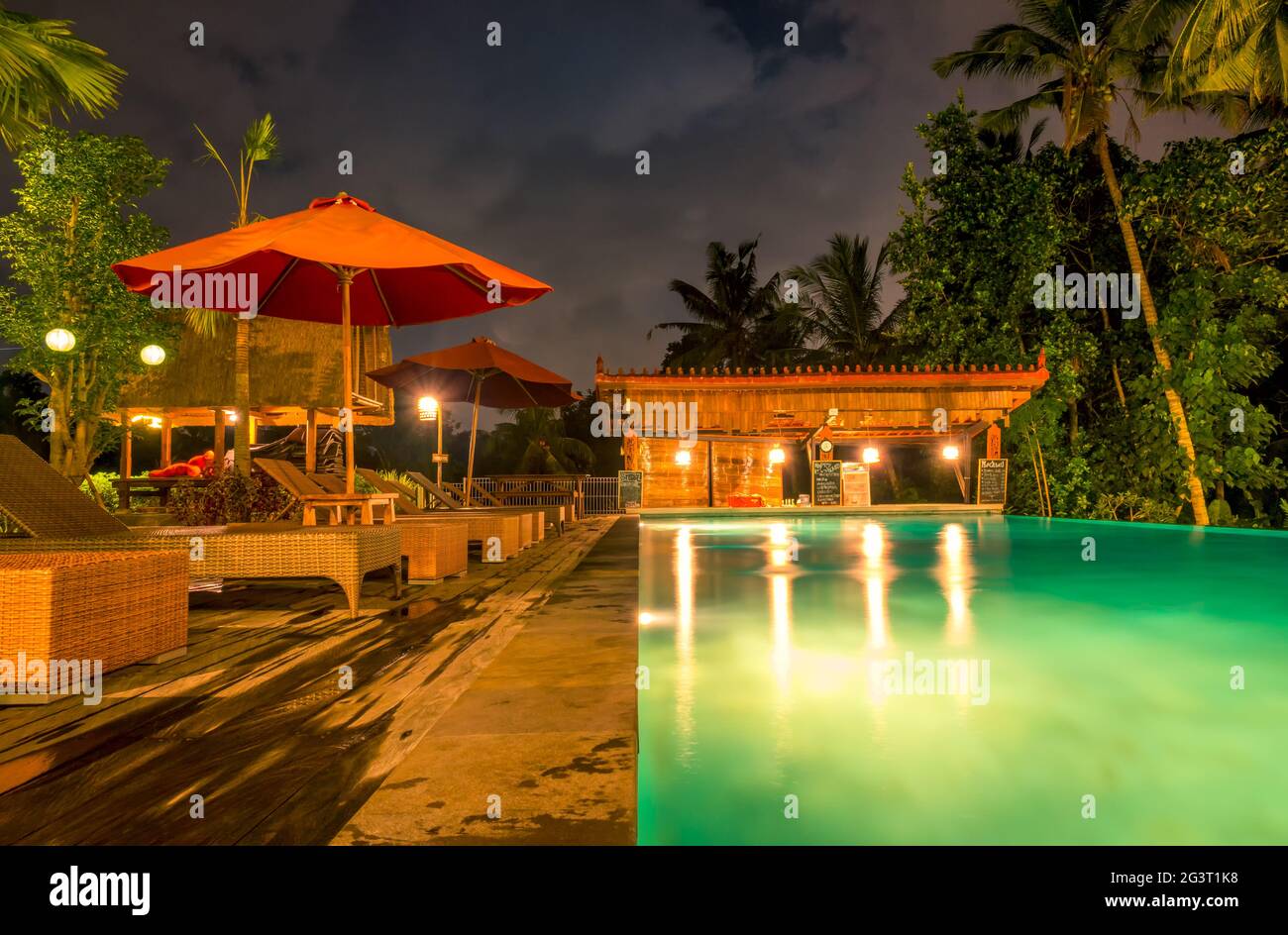 Night Swimming Pool in a Tropical Hotel Stock Photo - Alamy