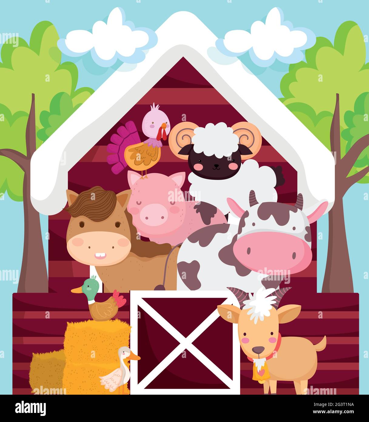 farm cute animals Stock Vector Image & Art - Alamy