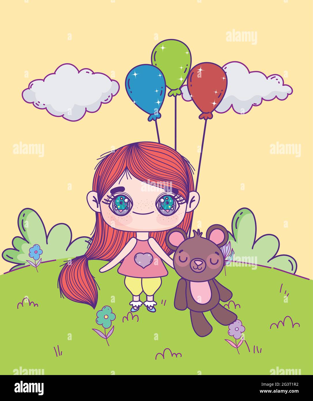 anime girl with toys Stock Vector Image & Art - Alamy
