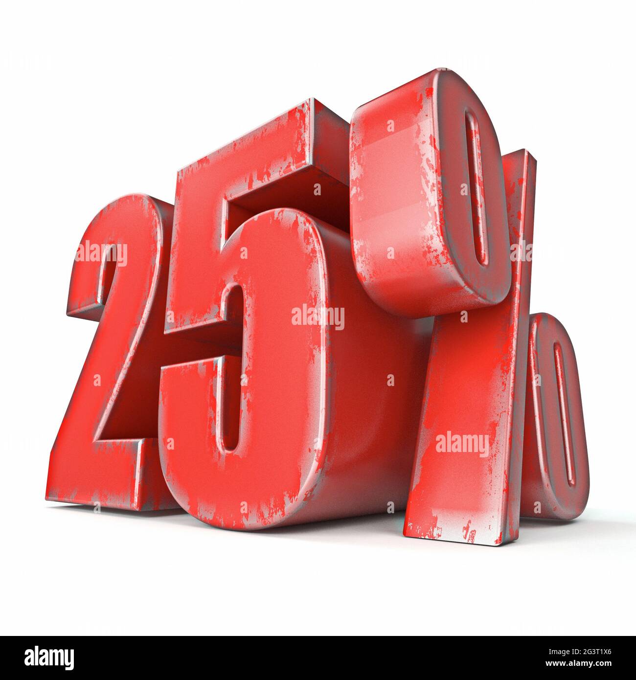 Metal red colored grunge 25 percent sign 3D Stock Photo - Alamy