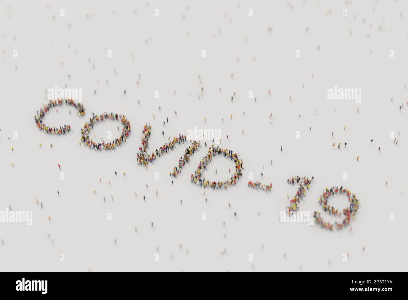 People forming the word "COVID-19" on white background. Social ...