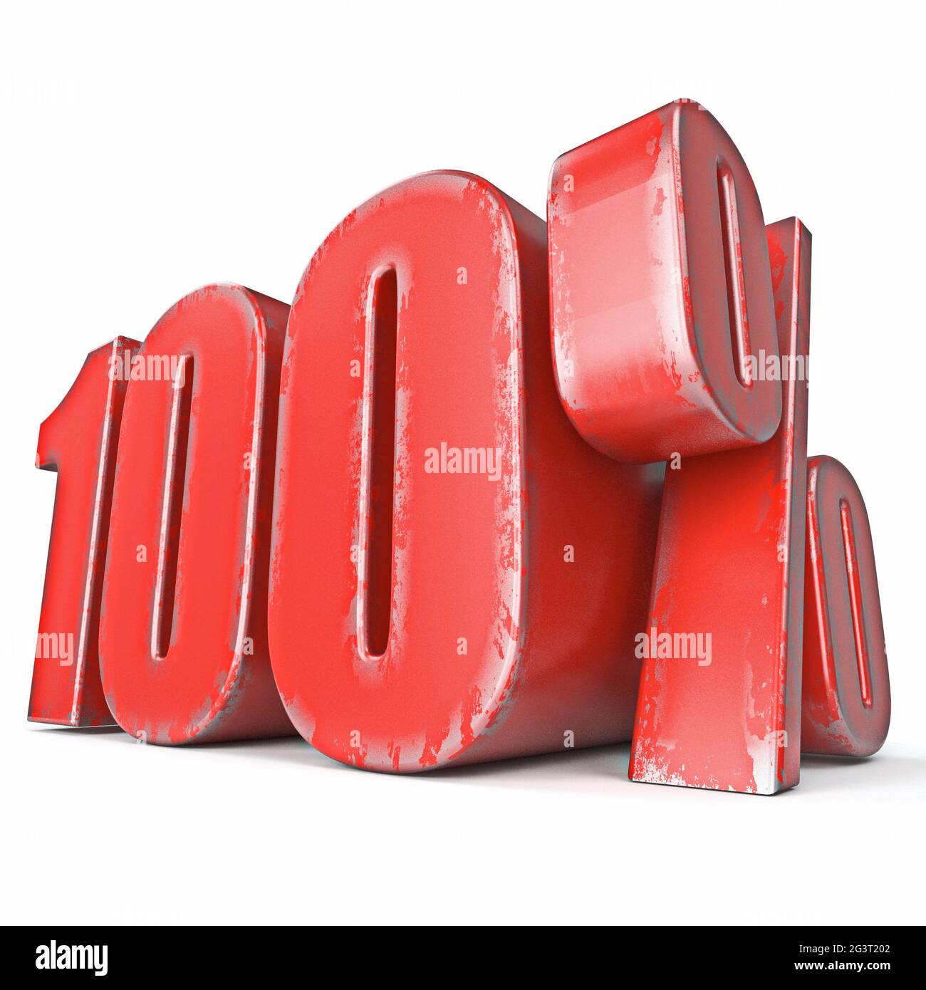 Metal red colored grunge 100 percent sign 3D Stock Photo - Alamy