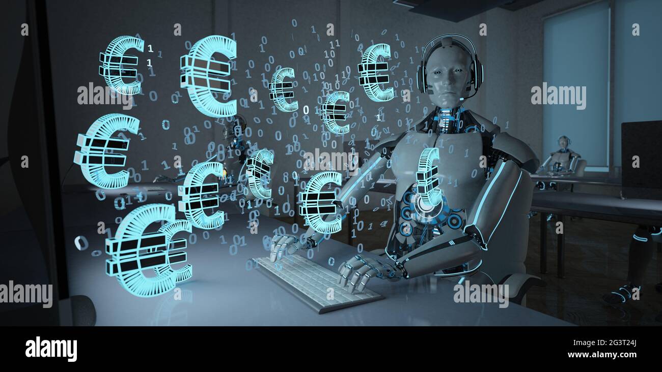 Humanoid Robot Makes Money Stock Photo - Alamy