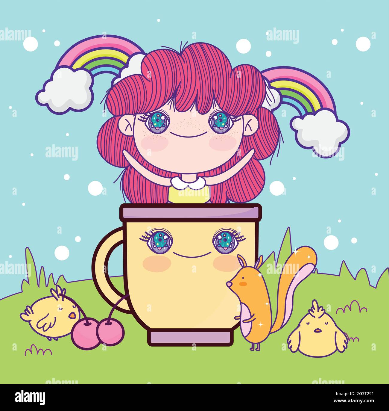 anime girl in a cup Stock Vector Image & Art - Alamy