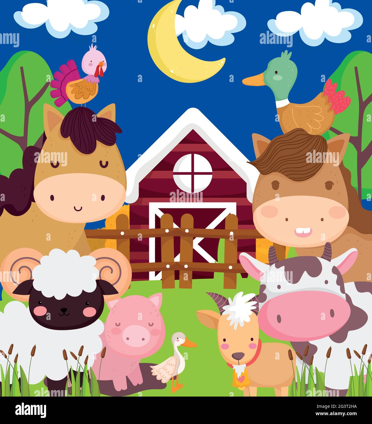 farm animals scene Stock Vector Image & Art - Alamy
