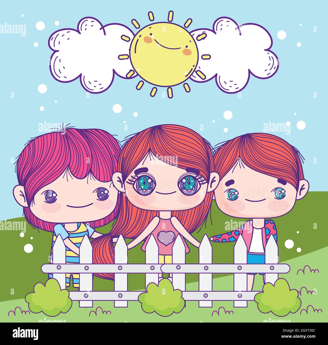 anime kids in the backyard Stock Vector Image & Art - Alamy