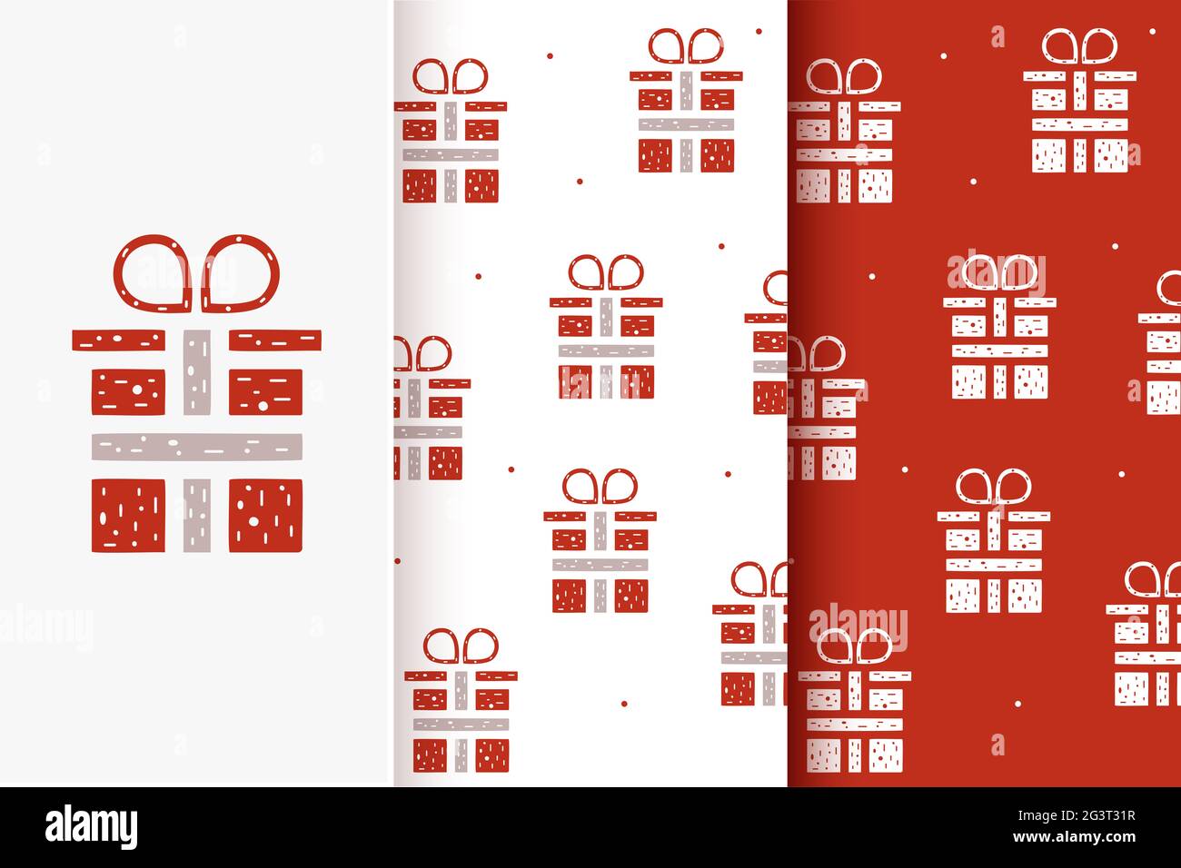Set of seamless patterns of gift boxes in flat style. Collection of ...