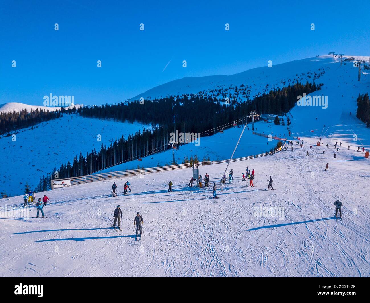 Aerial view snowy ski resort hi-res stock photography and images - Alamy