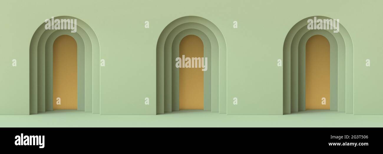 Abstract background three doors 3D Stock Photo - Alamy