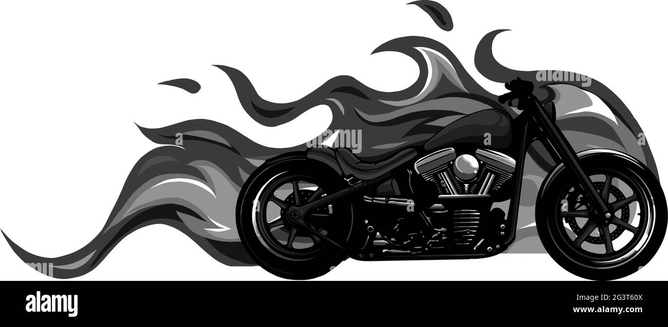 custom motorcycle with flames vector illustration design Stock Vector ...