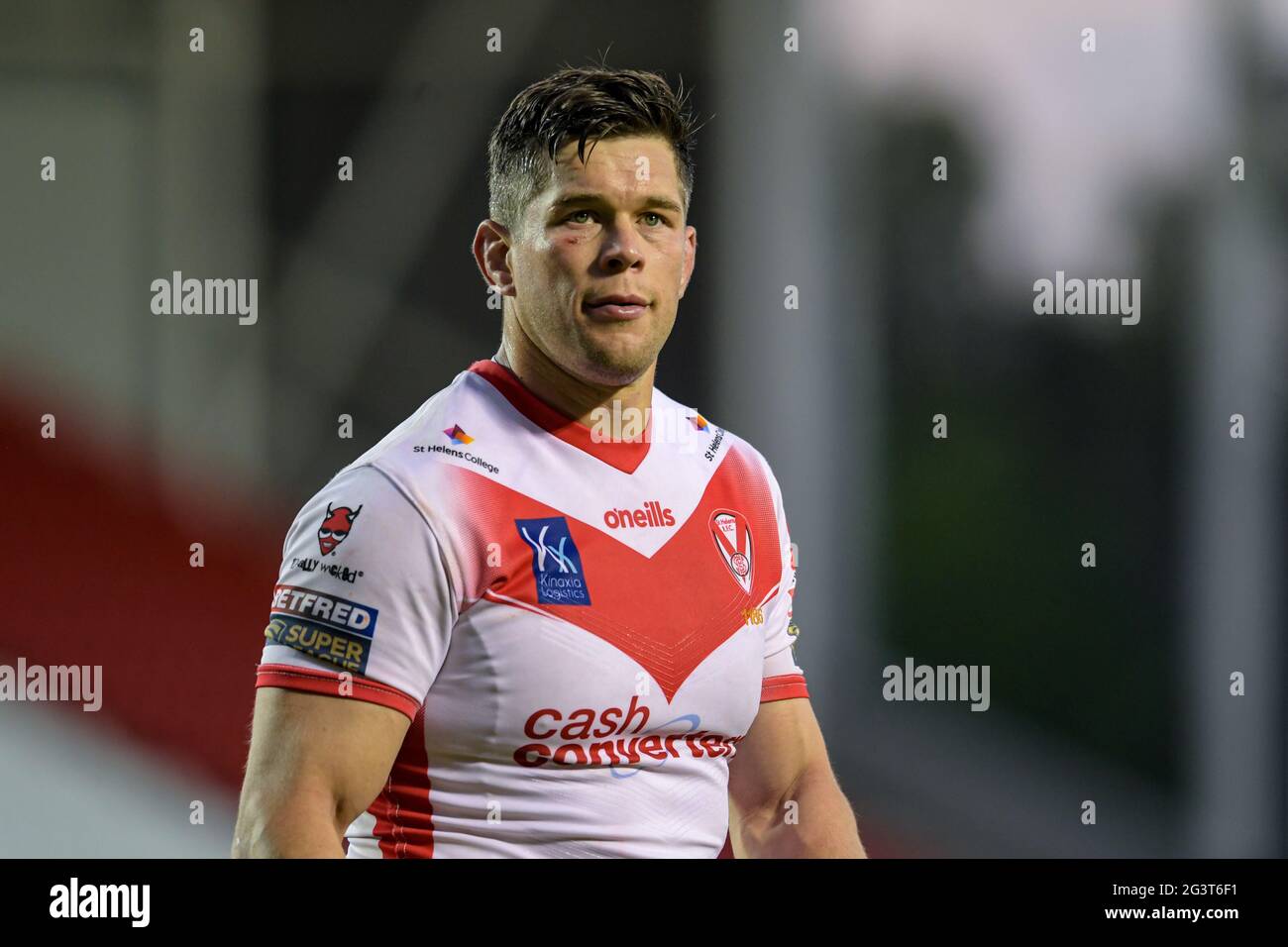 Louie McCarthy-Scarsbrook (15) of St Helens in action Stock Photo - Alamy