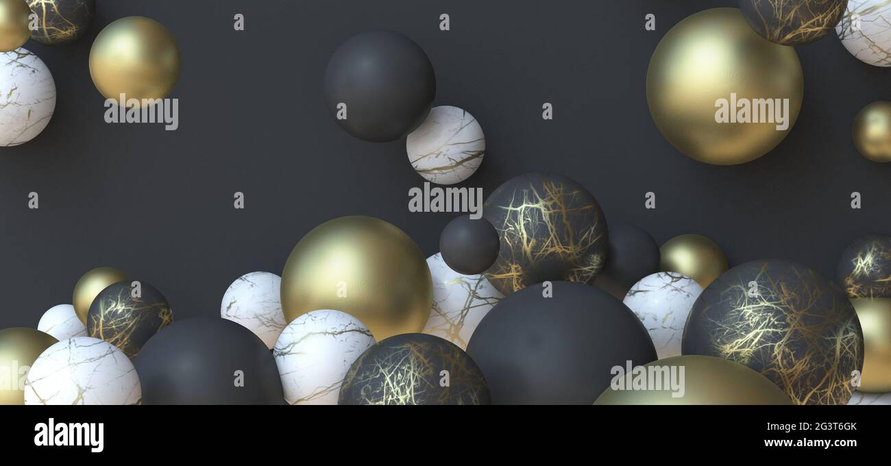 Abstract background made of different material falling balls 3D Stock ...