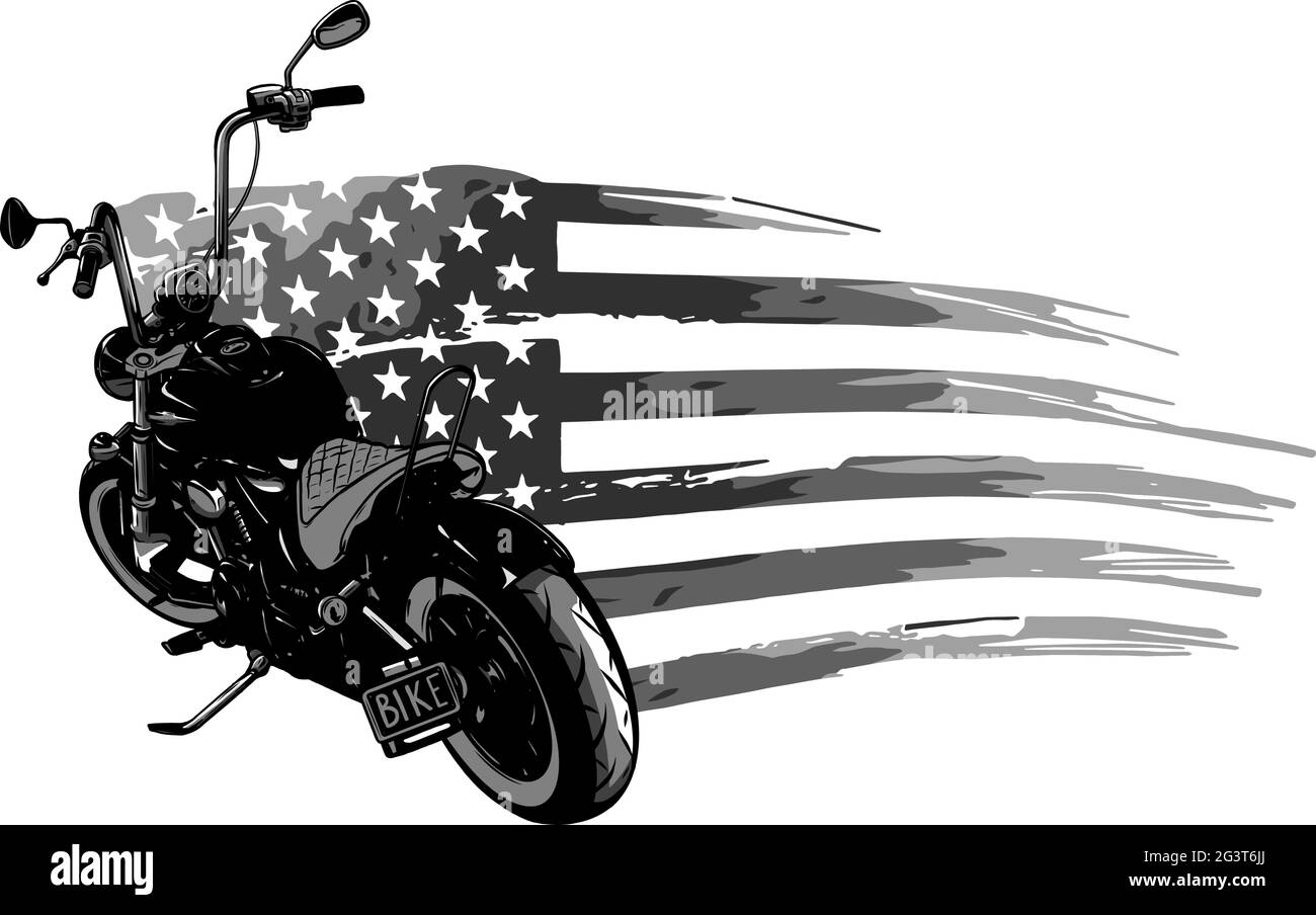 chopper motorcycle with american flag vector illustration Stock Vector ...